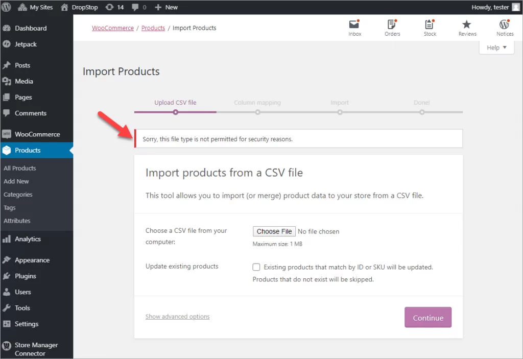Fix Woocommerce Import Error “sorry This File Type Is Not Permitted For Security Reasons
