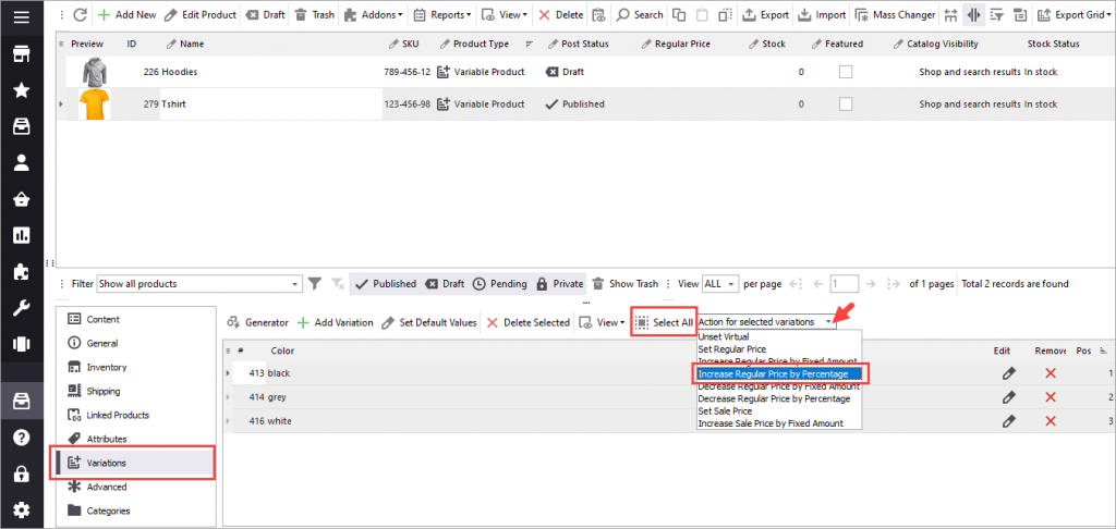 Bulk Editing Pricing For Multiple Variations in WooCommerce - Store Manager for WooCommerce ...